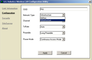 802.11g Wireless Turbo PC Card and PCI Adapter User Guide USRobotics Wireless Turbo User Interface